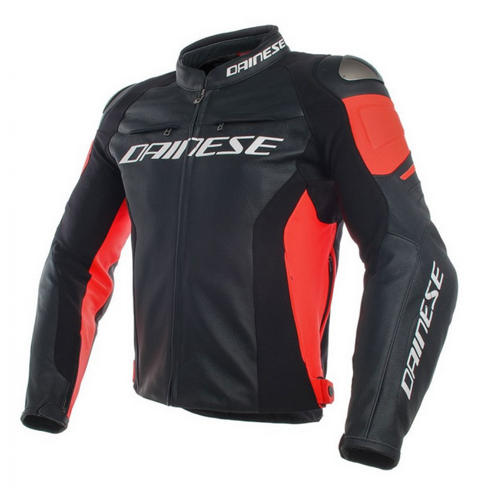 Dainese Μπουφάν Δερμάτινο Racing 3 Black/Fluo Red